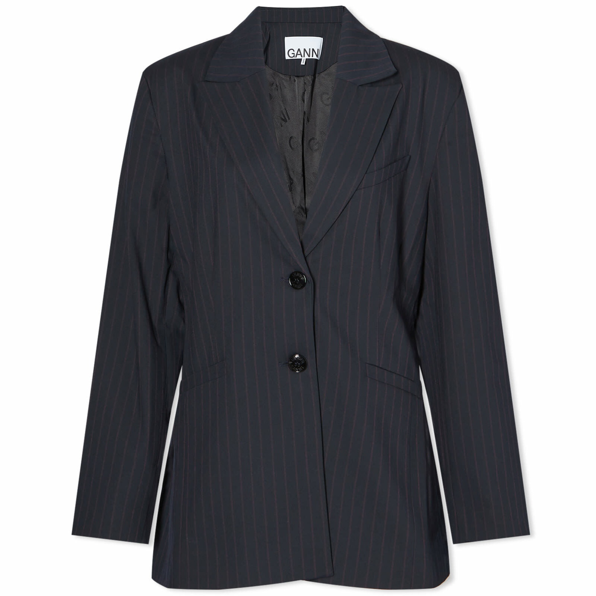 GANNI Women's Fitted Blazer in Sky Captain GANNI
