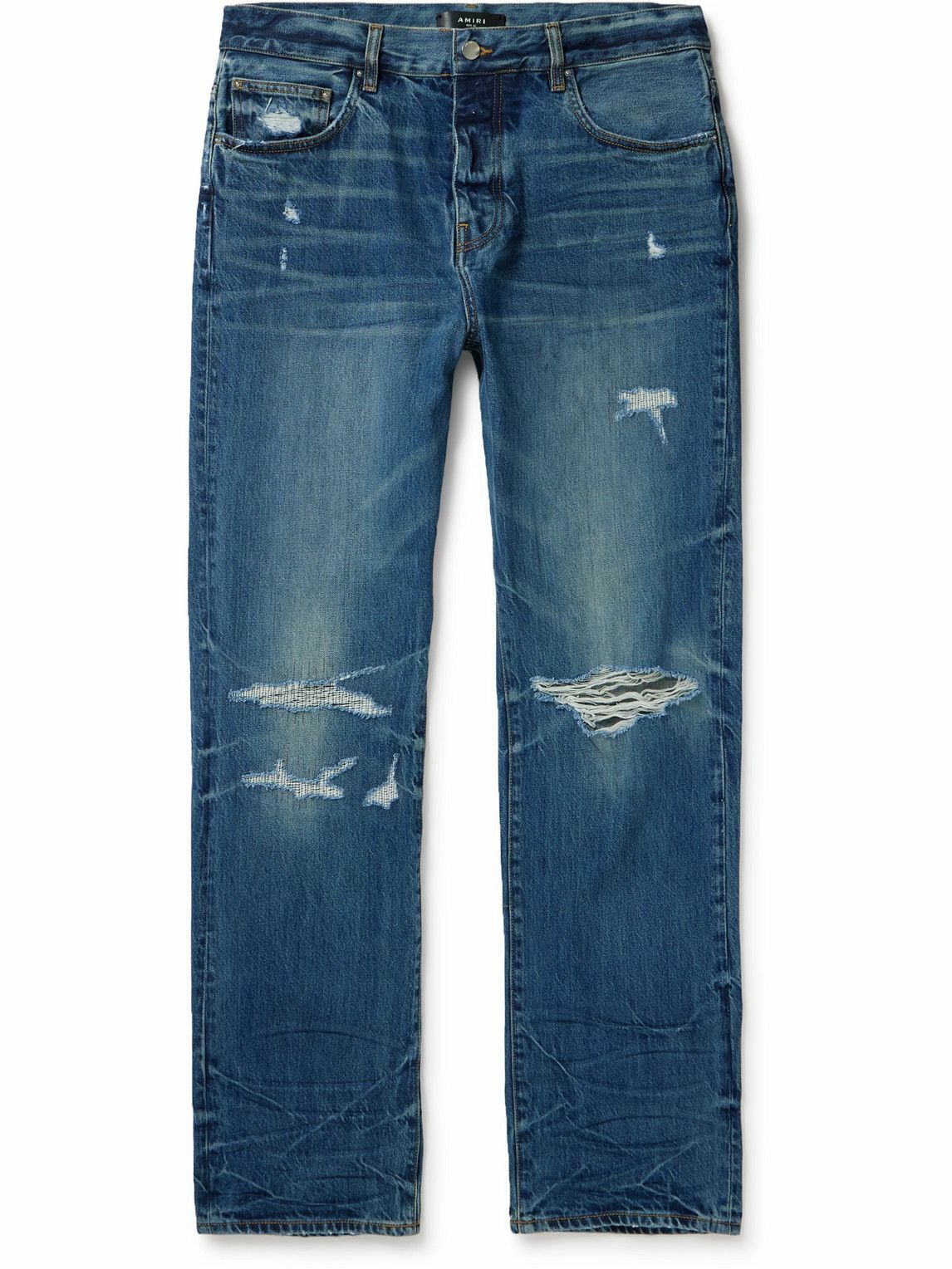 AMIRI - Fractured Straight-Leg Distressed Jeans - Blue Amiri