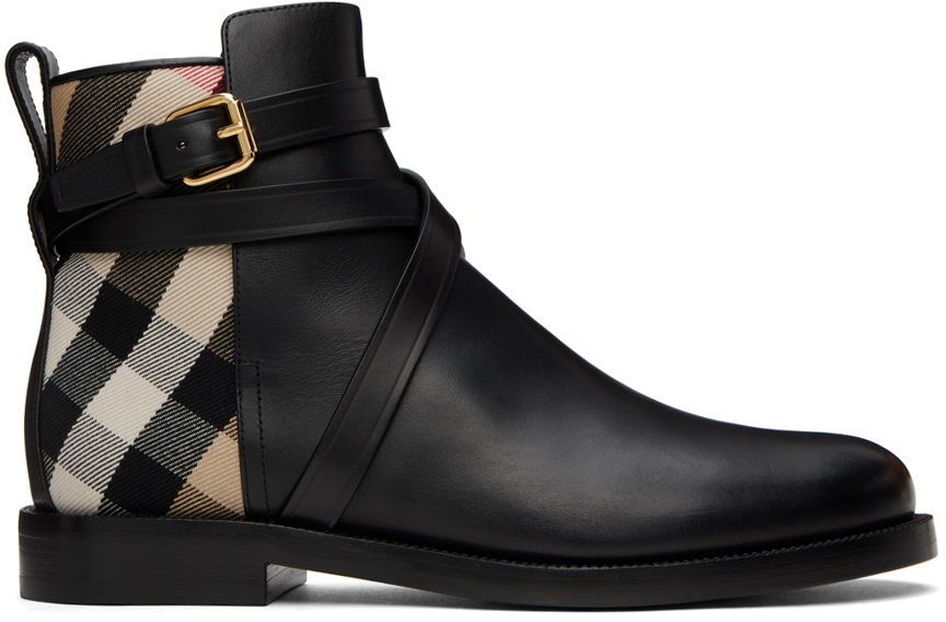 Burberry Black New Pryle Check Boots Burberry