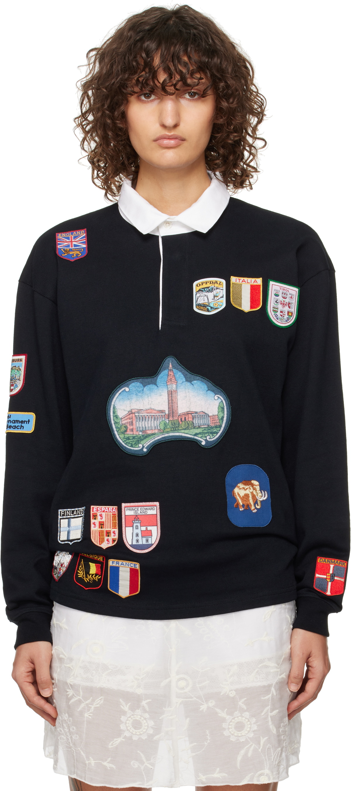 Bode Black Multi-Patch Rugby Polo Bode