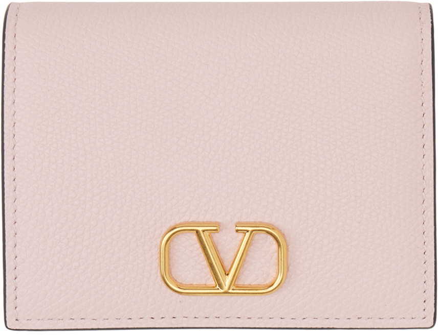 Valentino Garavani Pink Compact VLogo Signature Wallet Valentino Garavani