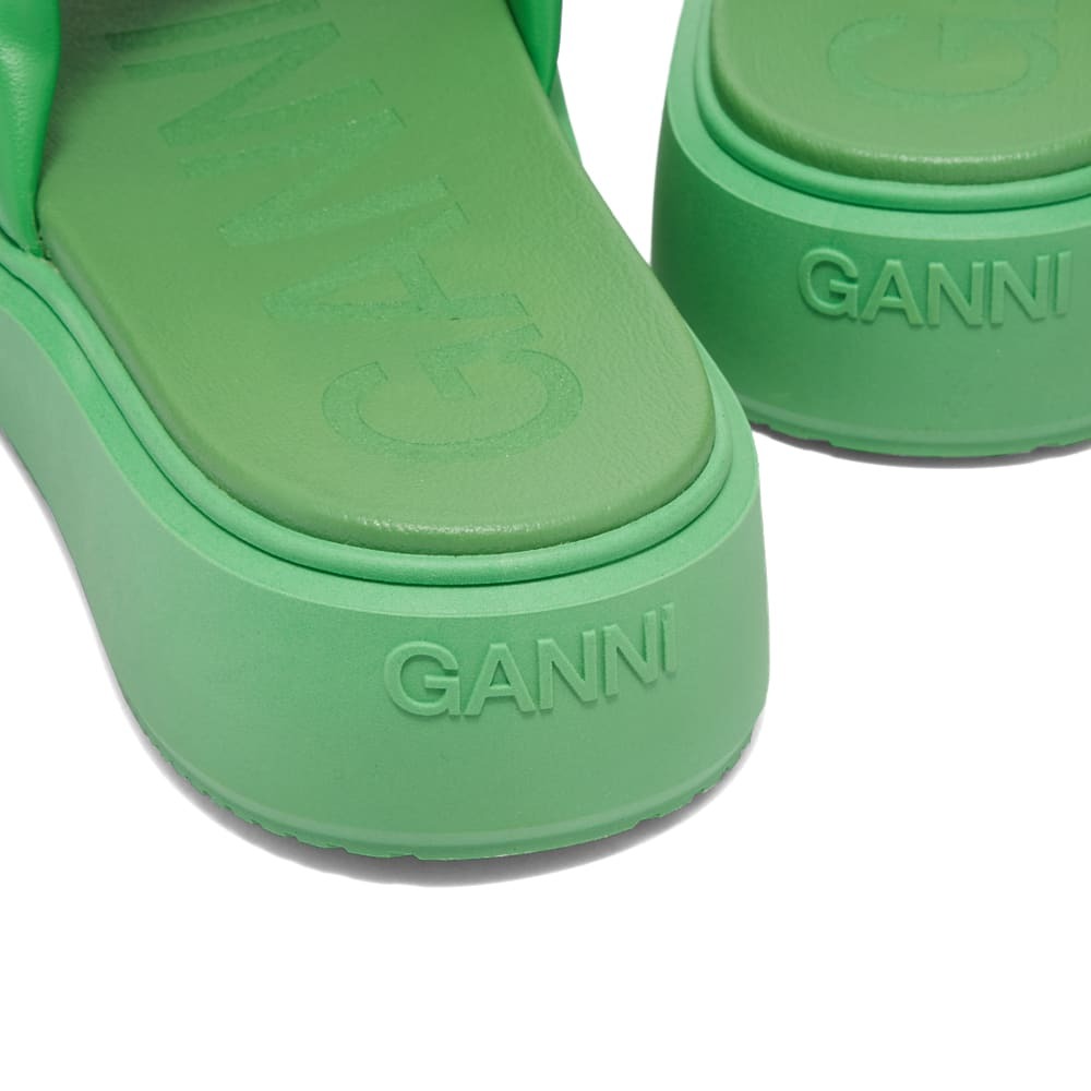 GANNI Women's Logo Slide in Kelly Green GANNI