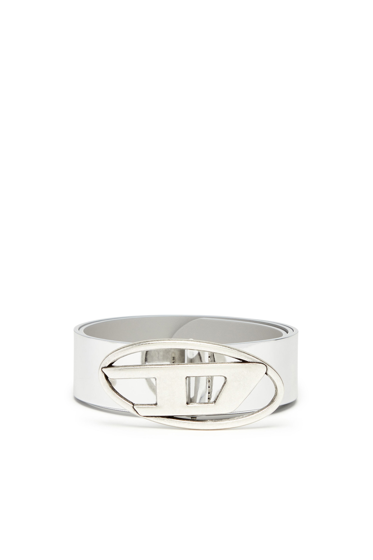 Diesel Metallic belt with burnished logo buckle - Belts Mens in Silver ...