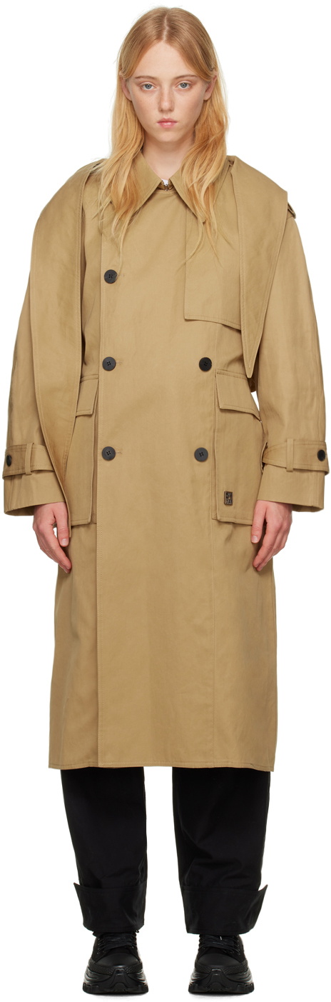 Wooyoungmi Tan Double-Breasted Trench Coat Wooyoungmi