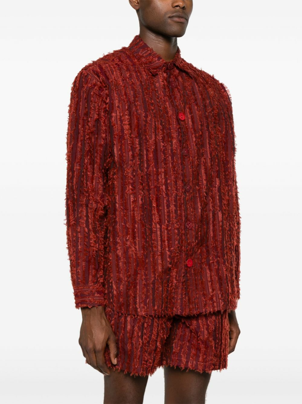 Labrum London Red Fringed Velvet Long-Sleeve Shirt Labrum