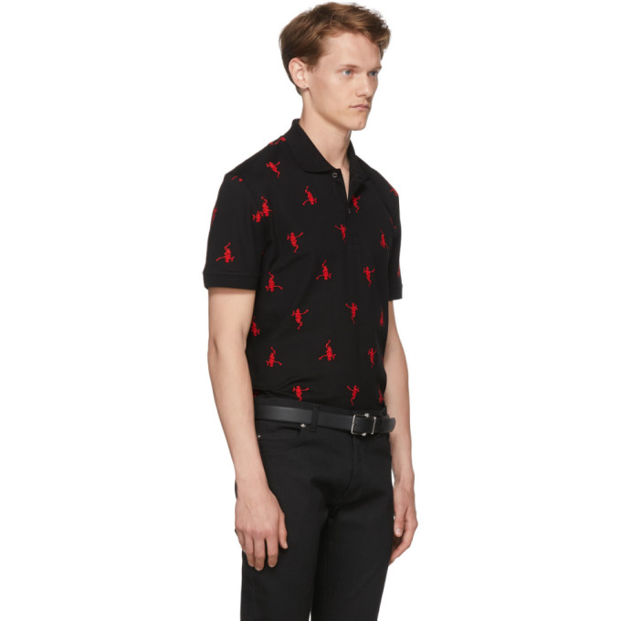 Alexander McQueen Black Dancing Skeleton Polo Alexander McQueen