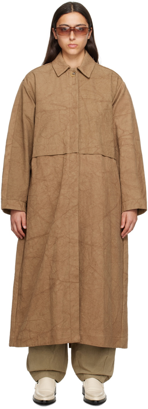 Lauren Manoogian Brown Rumpled Trench Coat Lauren Manoogian