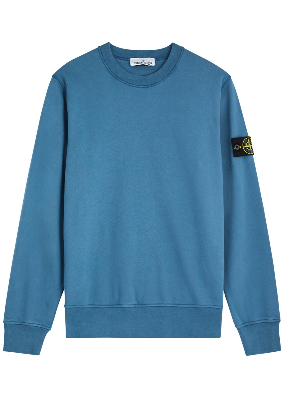 Stone Island Logo Cotton Sweatshirt Dark Blue Stone Island