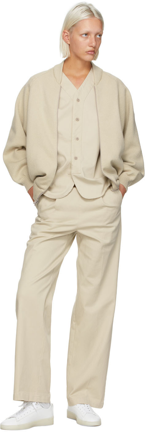 Essentials Beige Knit Zip Jacket Essentials