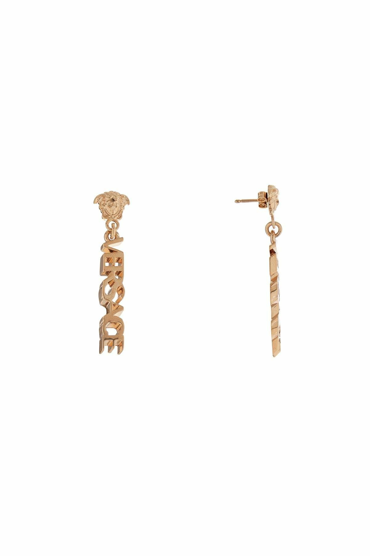 VERSACE gold metal lion head earrings with three-dimensional effect ...