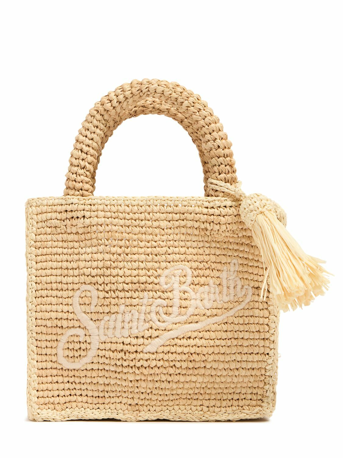 MC2 SAINT BARTH Logo Embroidery Straw Tote Bag MC2 Saint Barth