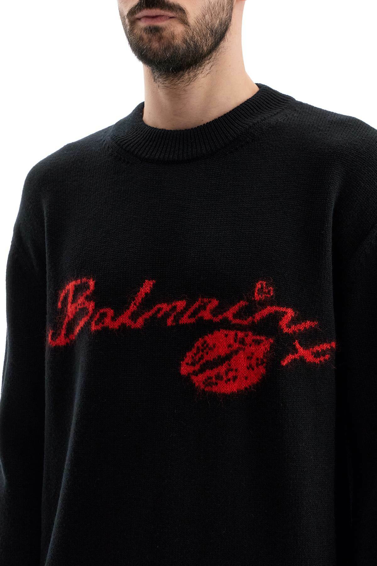 BALMAIN me sweater in wool by balmain Black Balmain