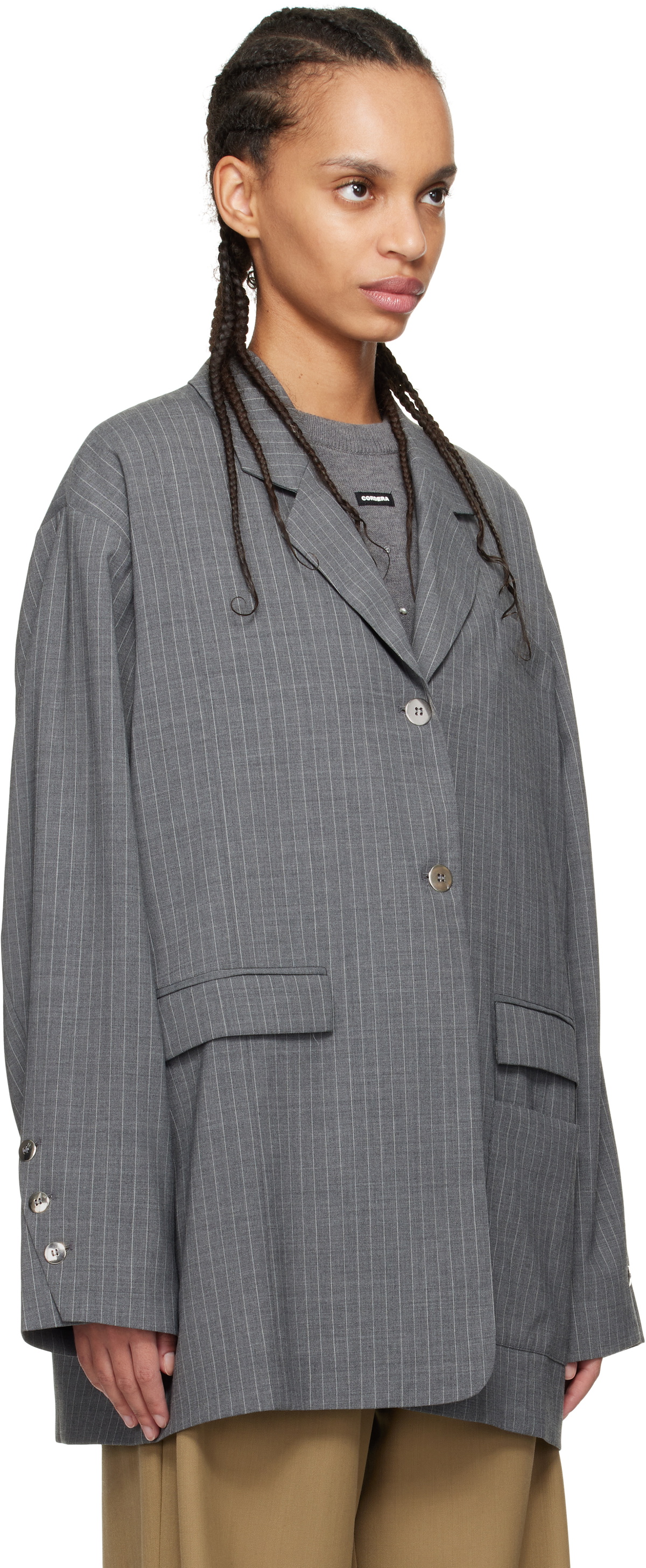 Cordera Gray Tailoring Pinstripe Blazer CORDERA