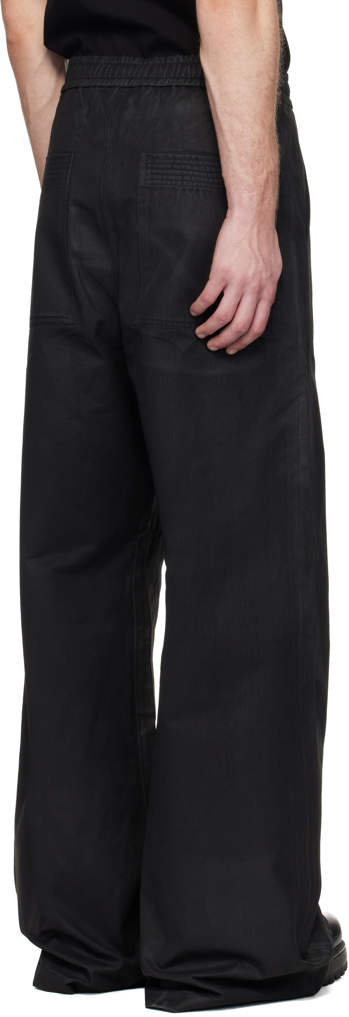 DET BLEV SENT Black Waxed Elastic Trousers