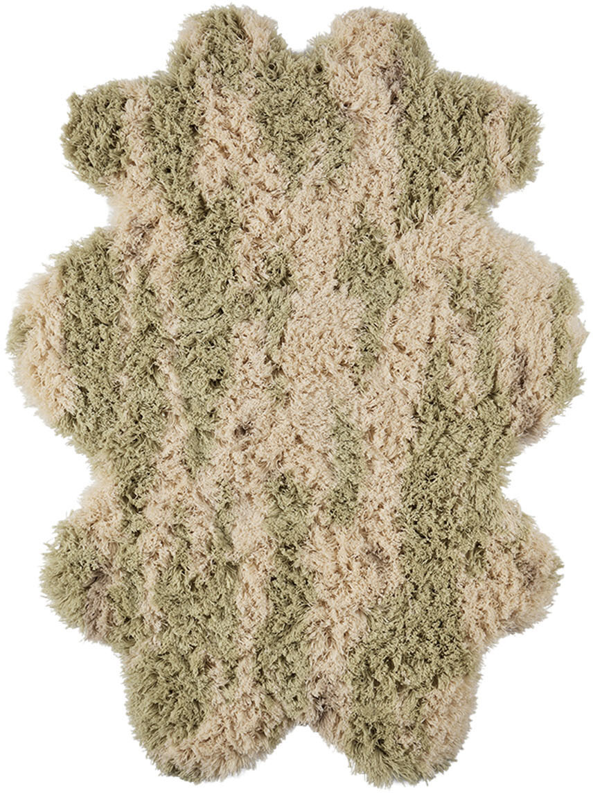 Okej SSENSE Exclusive Green & Off-White Hide Rug