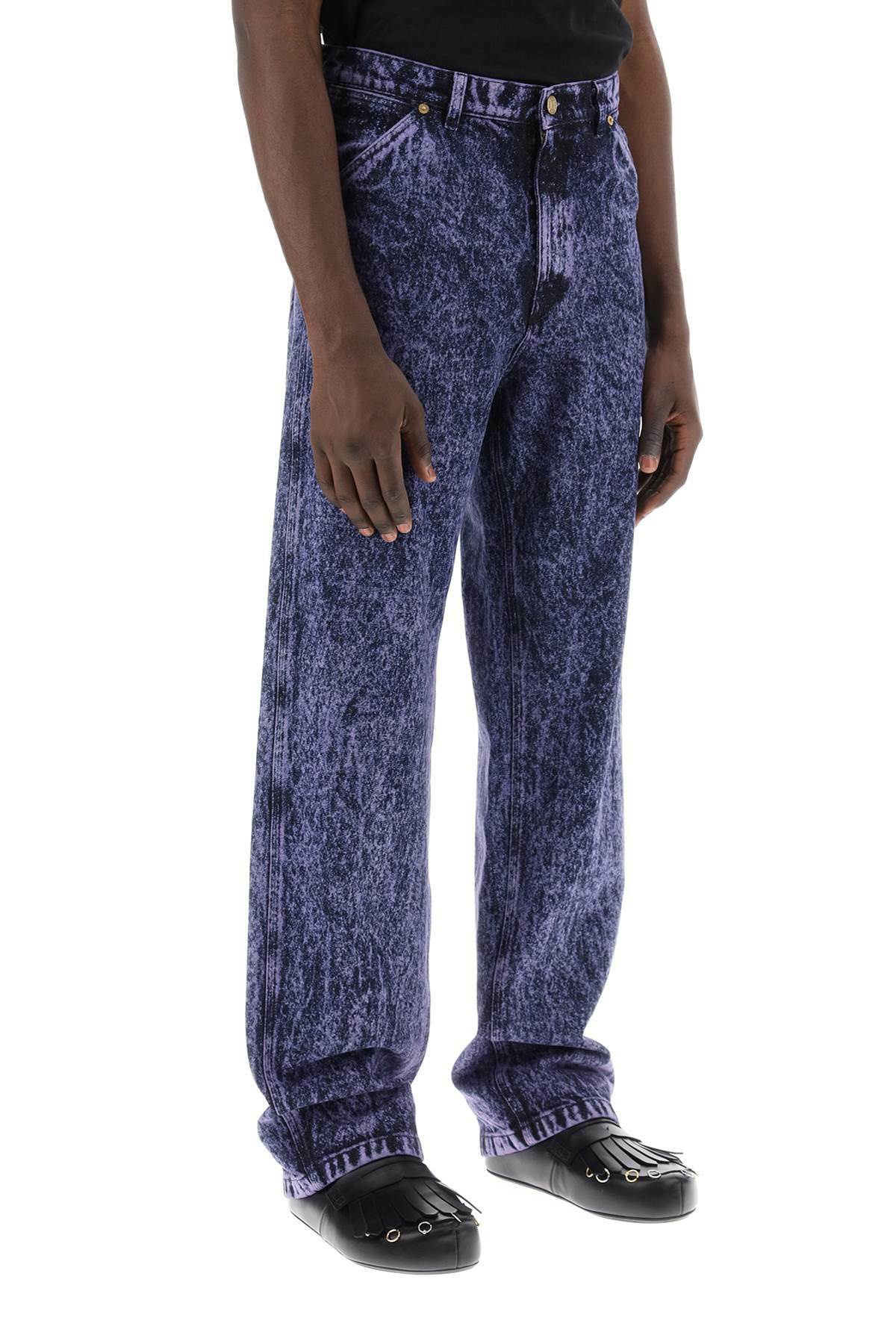 MARNI loose marbleized denim jeans in Purple Marni