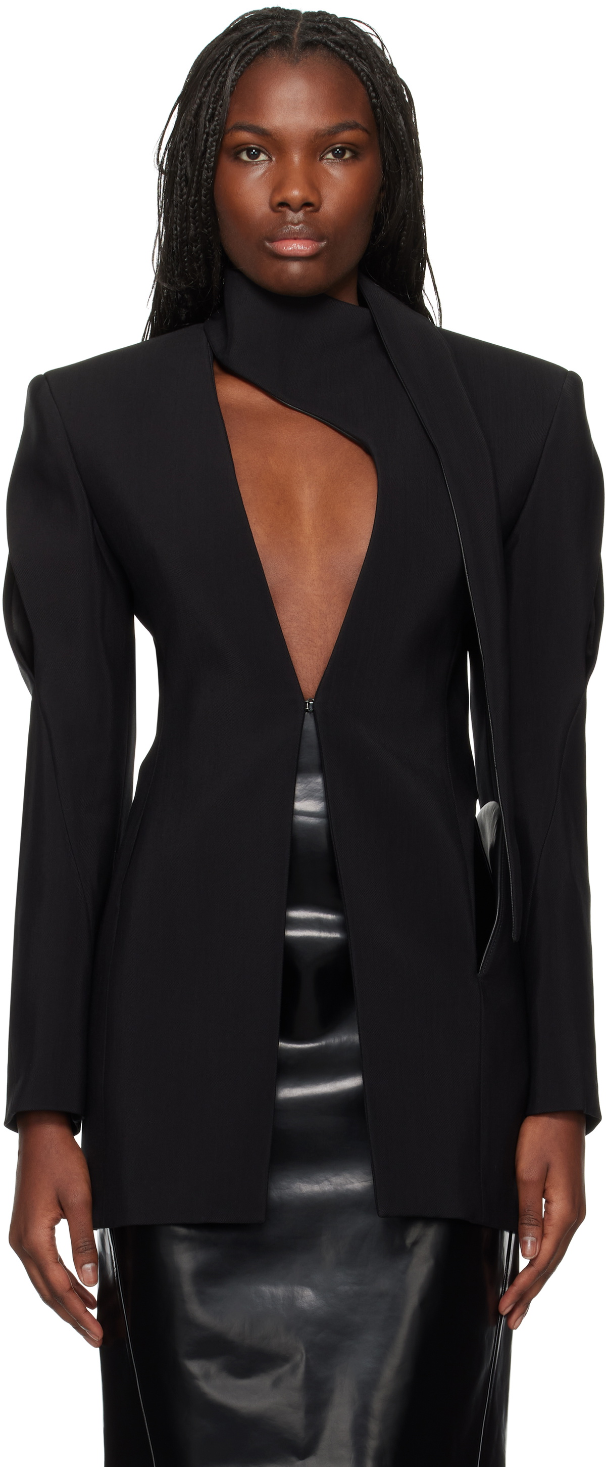 Mugler Black Cut-Out Tailored Blazer Mugler