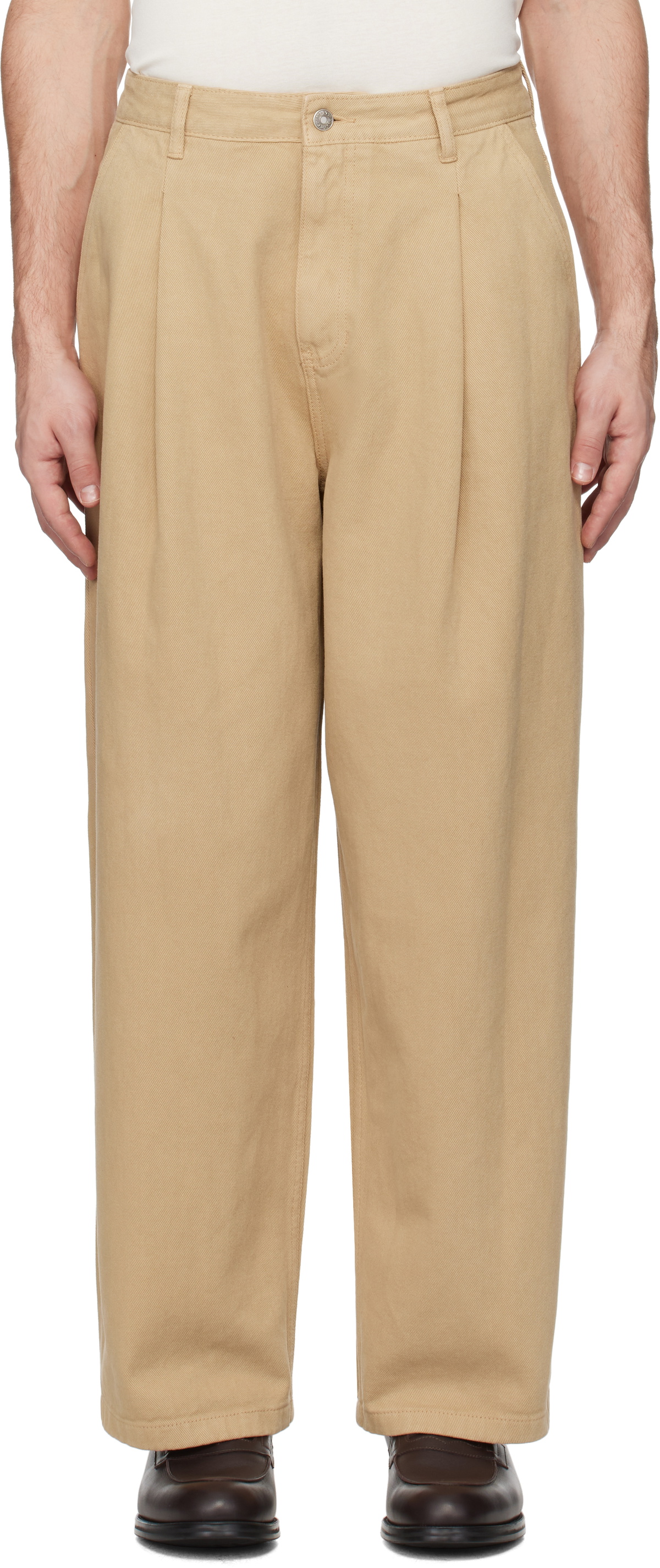 LE17SEPTEMBRE Tan Over-Dyeing Wide Tuck Jeans LE17SEPTEMBRE