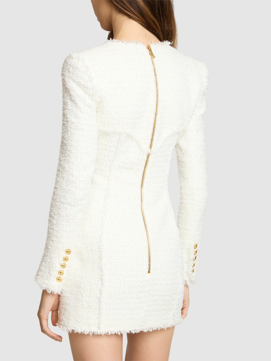 BALMAIN - V-neck Tweed Mini Dress Balmain