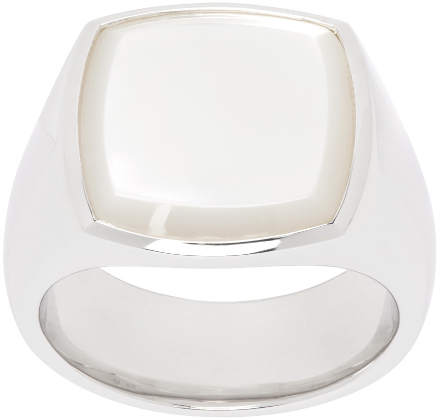 Tom Wood Silver Cushion MOP Ring Tom Wood