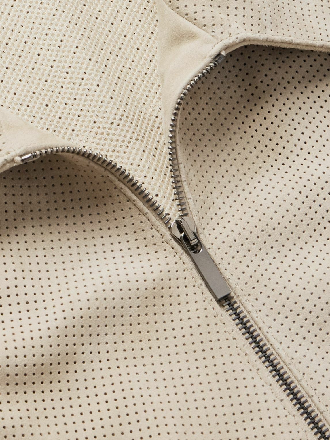 Stòffa - Perforated Suede Flight Jacket - Neutrals STÒFFA