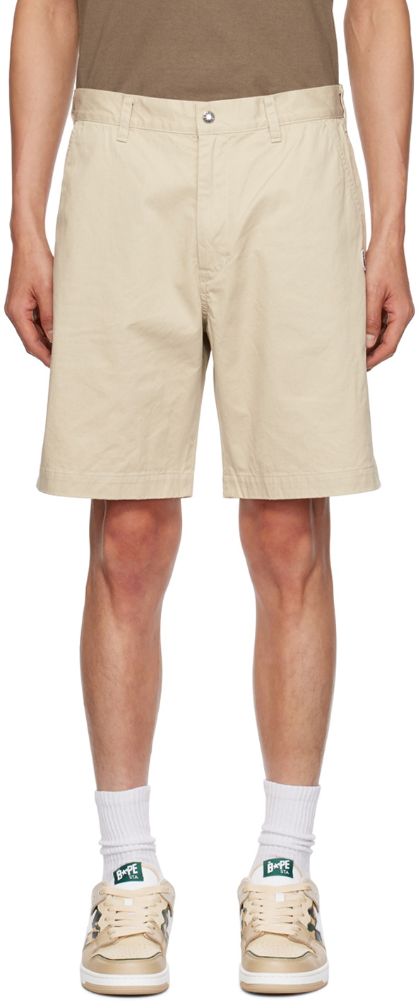 BAPE Beige Ape Head One Point Shorts A Bathing Ape