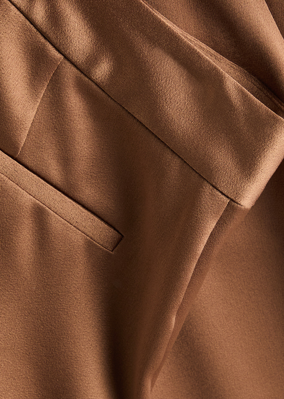 Alice + Olivia Calvin Wide-leg Satin Trousers Camel Alice + Olivia