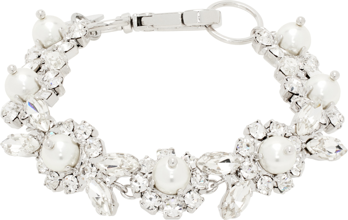 Simone Rocha Silver Faux-Pearl & Crystal Daisy Floret Bracelet Simone Rocha