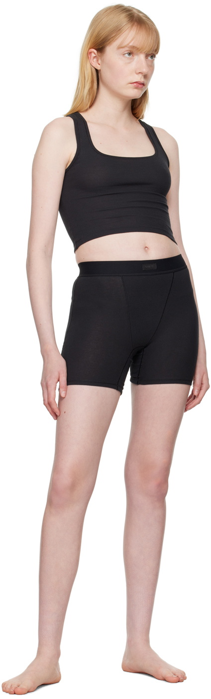 SKIMS Black Cotton Rib Tank Top SKIMS