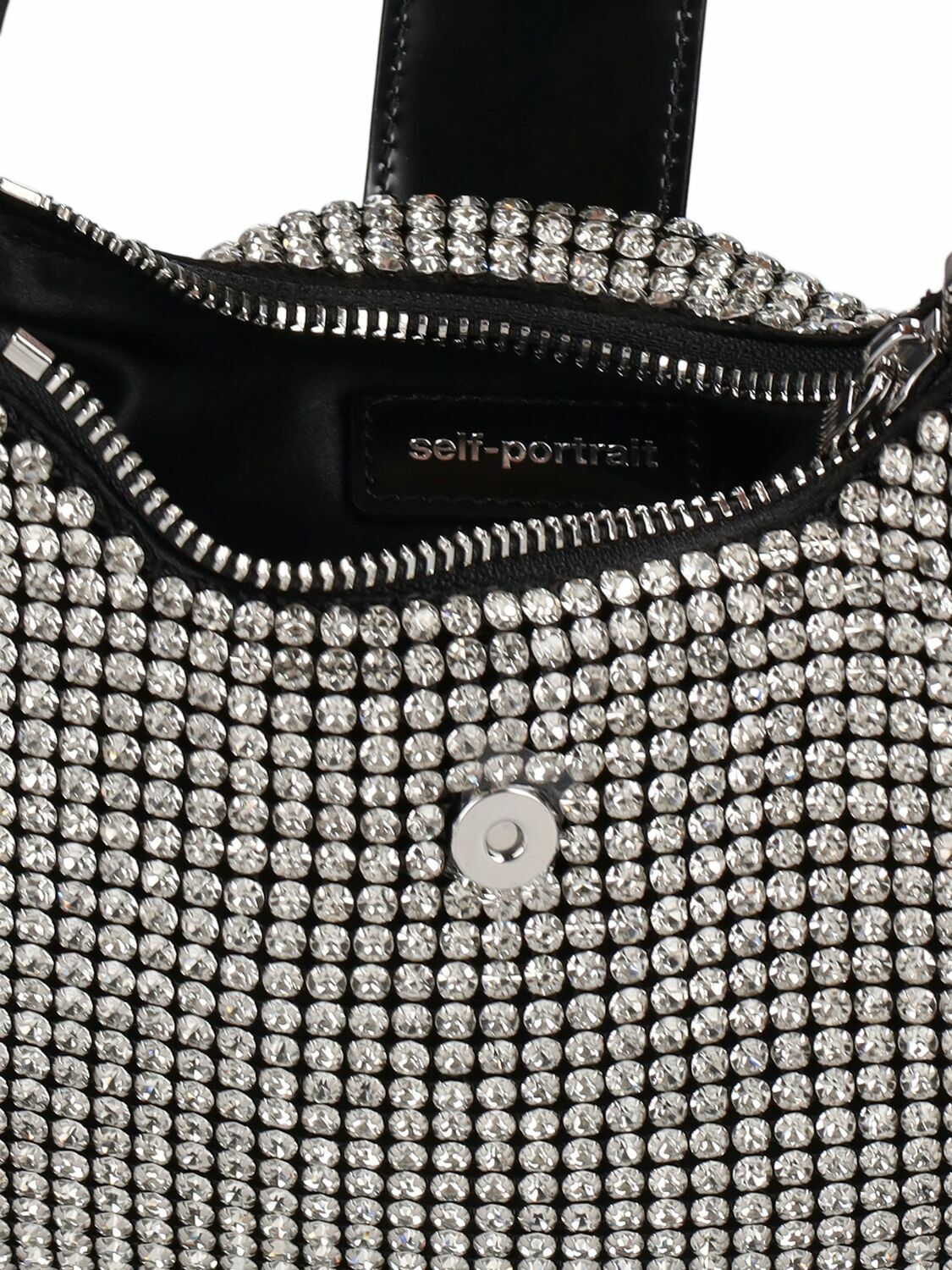 SELF-PORTRAIT Crescent Diamante Bow Shoulder Bag Self-Portrait
