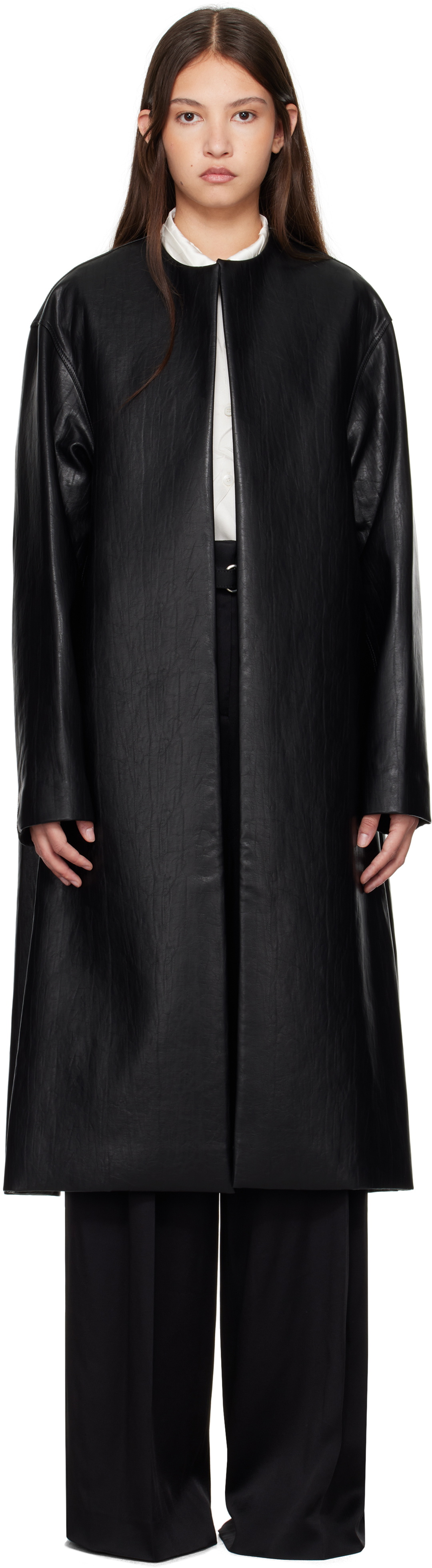 GIA STUDIOS Black Alexis Faux-Leather Coat GIA STUDIOS