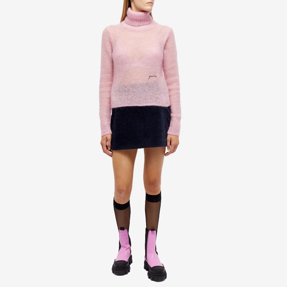 GANNI Women's Mohair Highneck Logo Jumper in Lilac Sachet GANNI