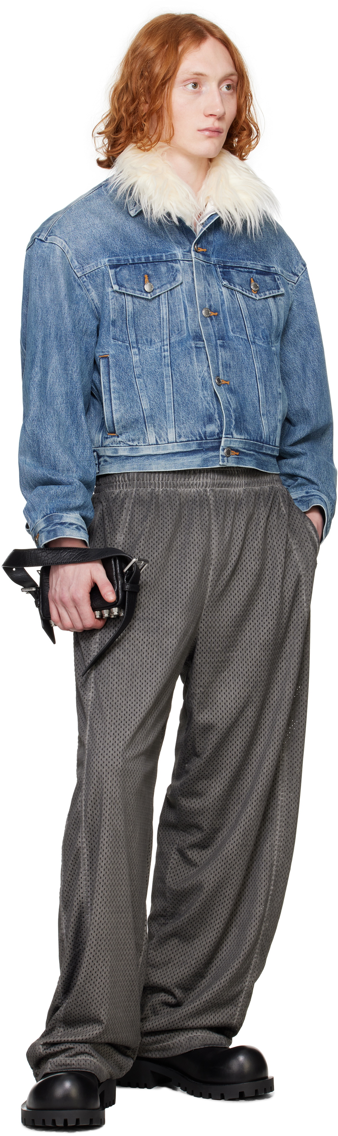 Alexander Wang Gray Perforated Mesh Track Pants Alexander Wang