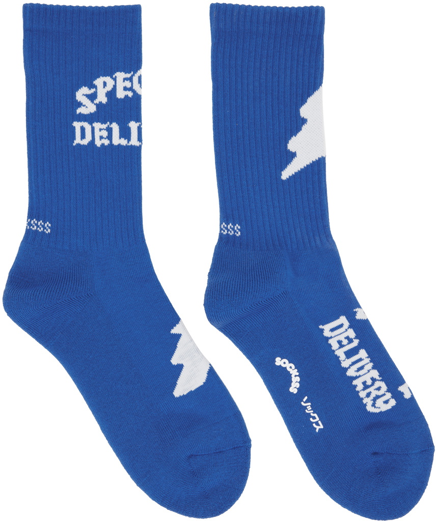 SOCKSSS Two-Pack White & Blue Socks Socksss