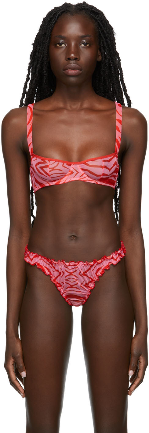 Fruity Booty SSENSE Exclusive Pink & Red Zebra Print Bra Fruity Booty