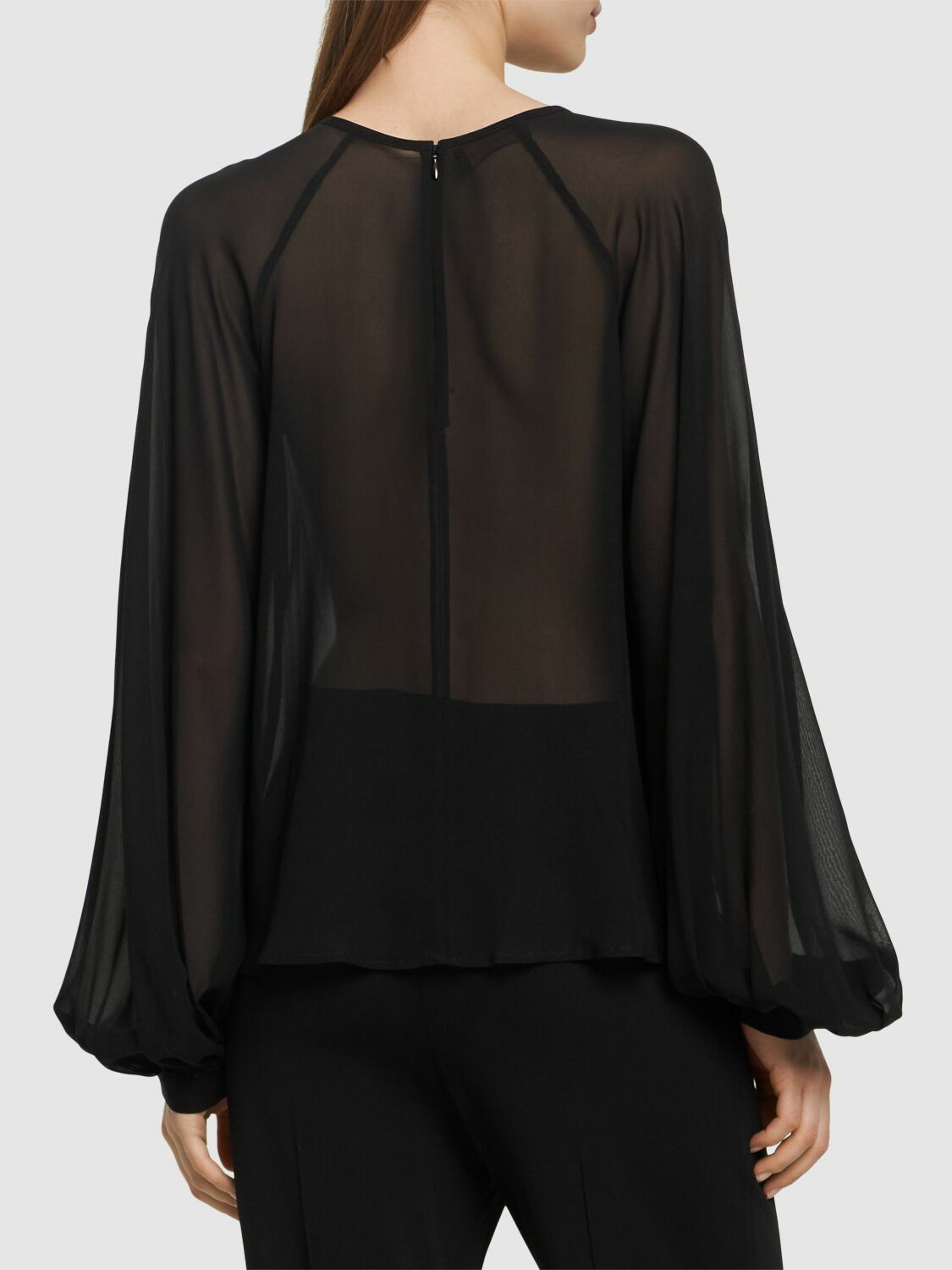 THE ANDAMANE Renee Puff Sleeve Silk Blouse The Andamane