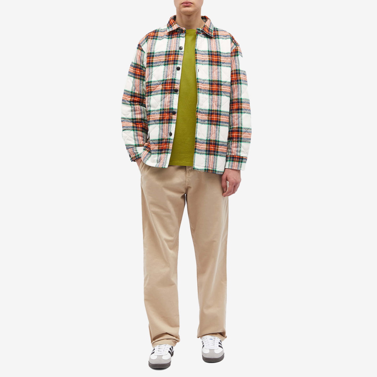 Edwin Men's Sven Lined Overshirt in White/Red Check Edwin