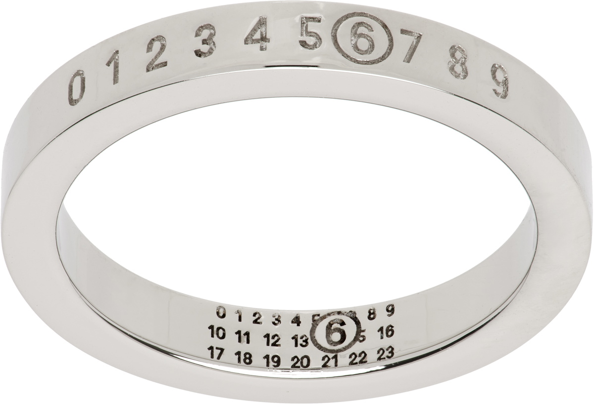 MM6 Maison Margiela Silver Minimal Logo Ring MM6 Maison Margiela