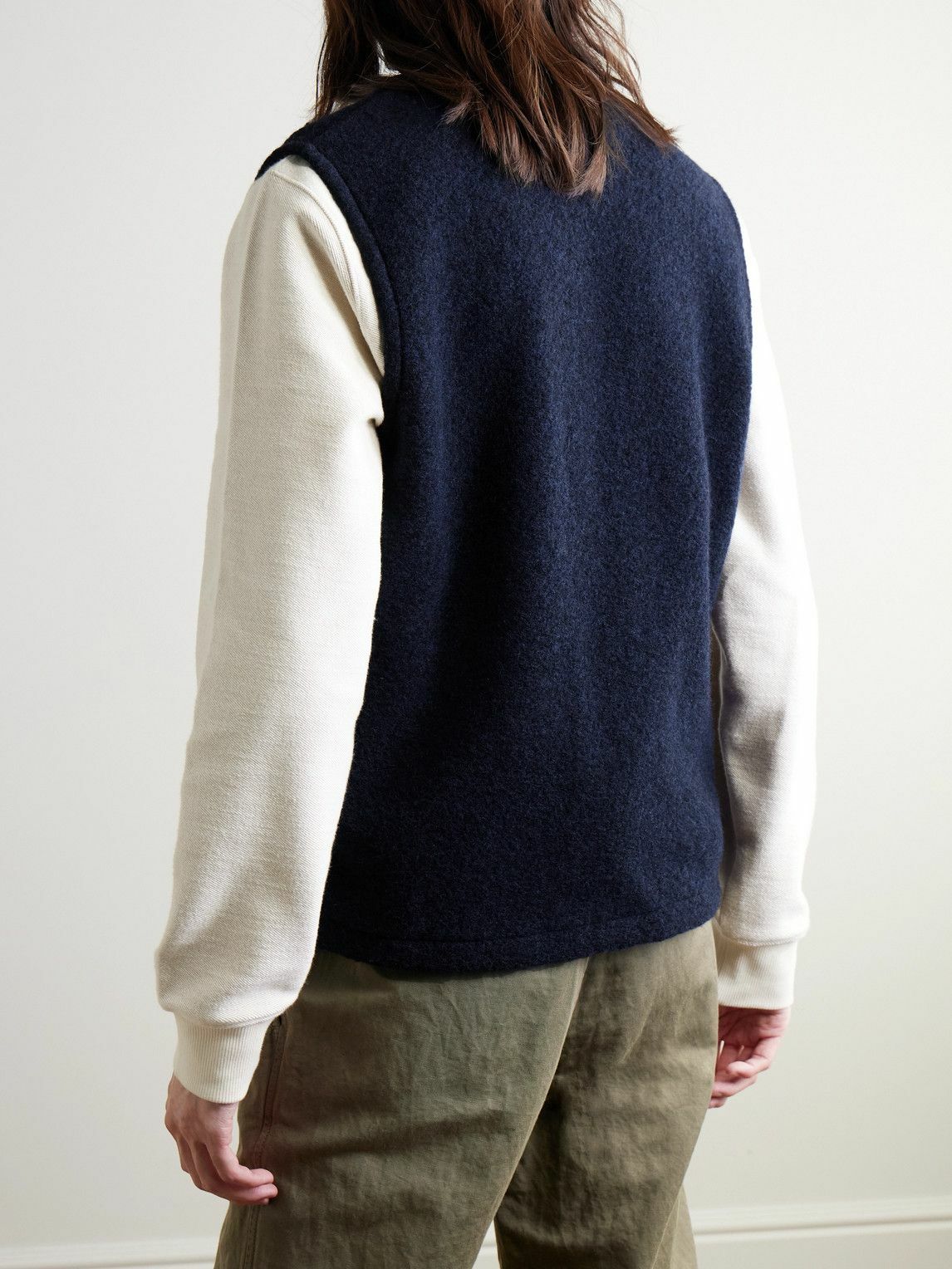 Hartford - Boiled Wool-Blend Fleece Gilet - Blue Hartford