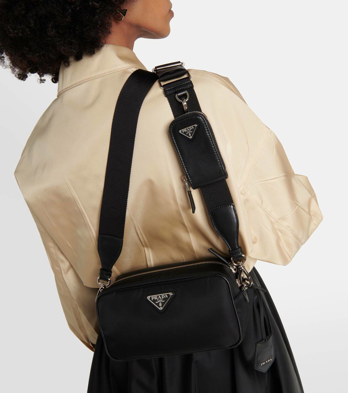 Prada Small Re-Nylon and leather shoulder bag Prada