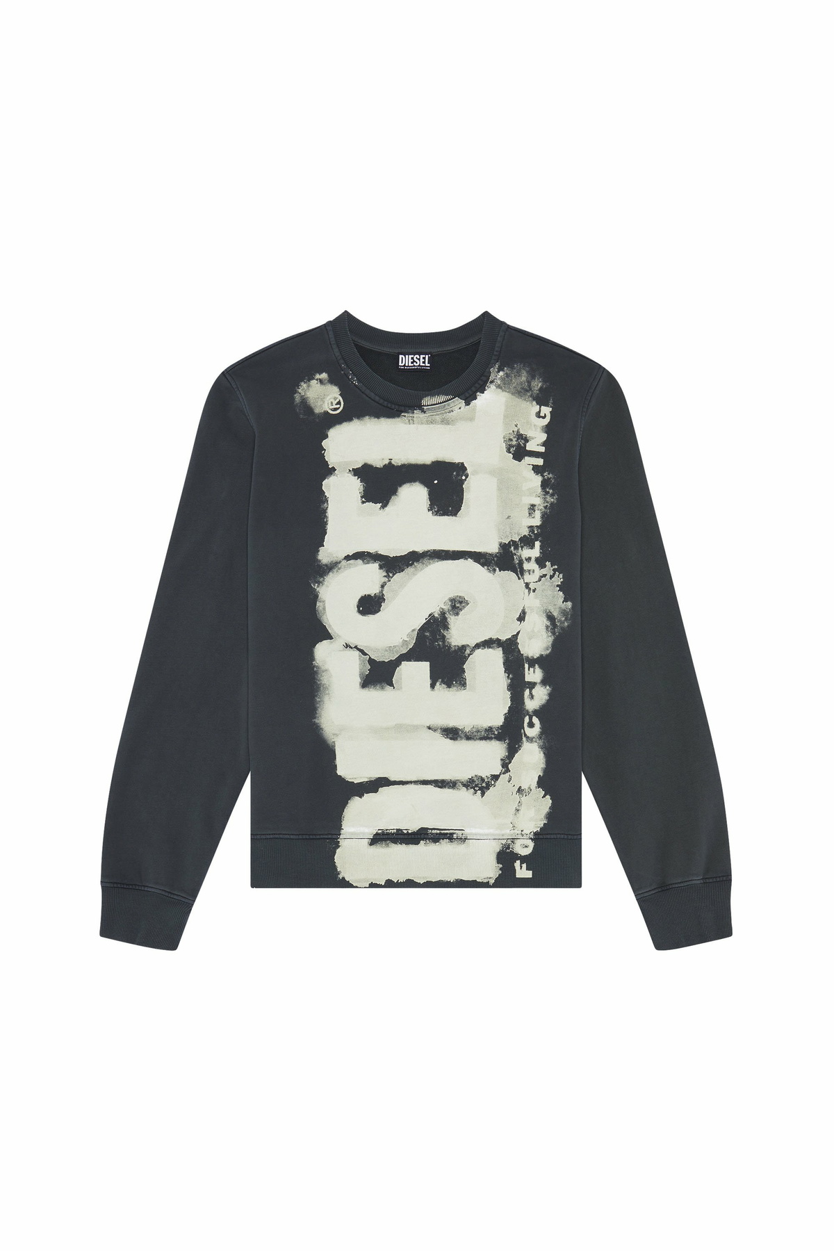 Diesel Sweatshirt with bleeding-effect logo - Sweaters Mens in Grey Diesel