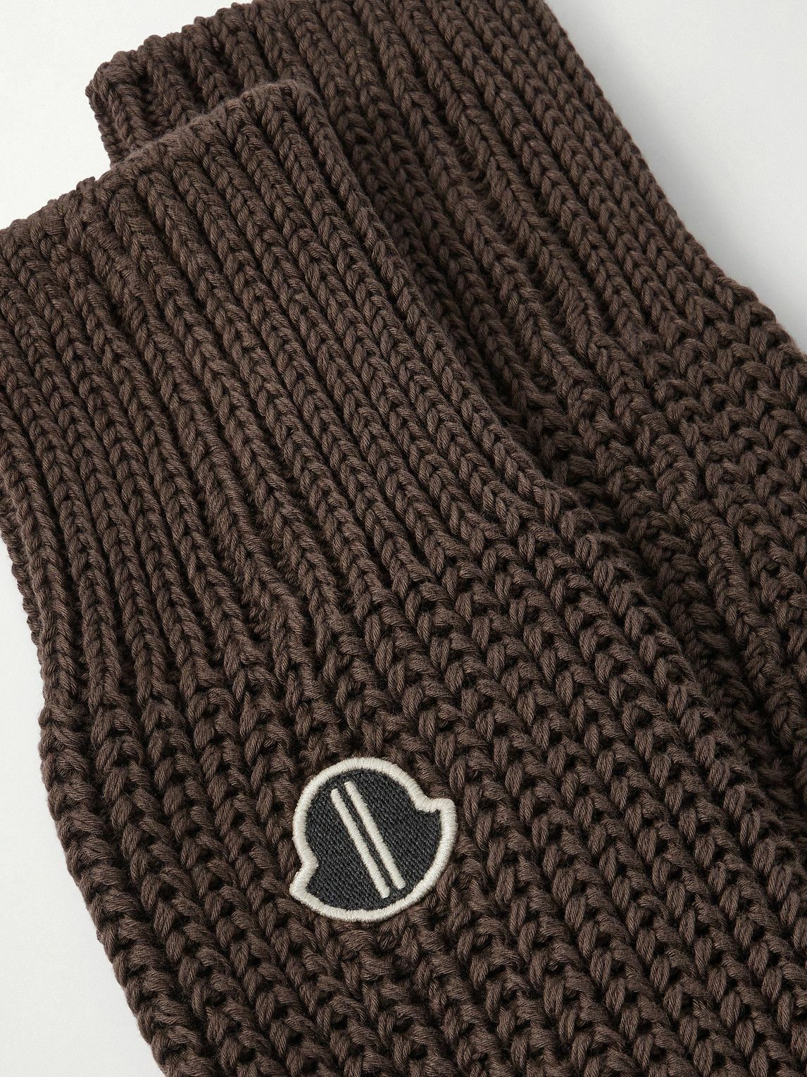 Rick Owens - Moncler Logo-Appliquéd Ribbed Cotton Socks - Brown Rick Owens