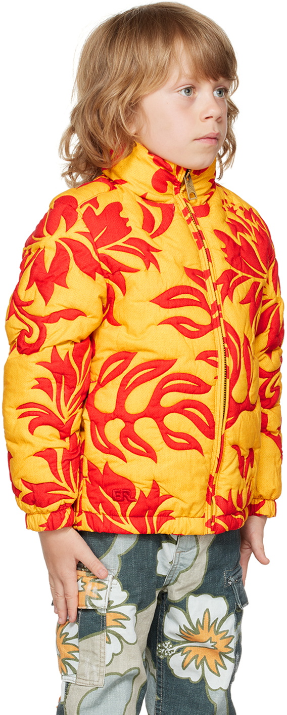 ERL Kids Orange Quilted Jacket ERL