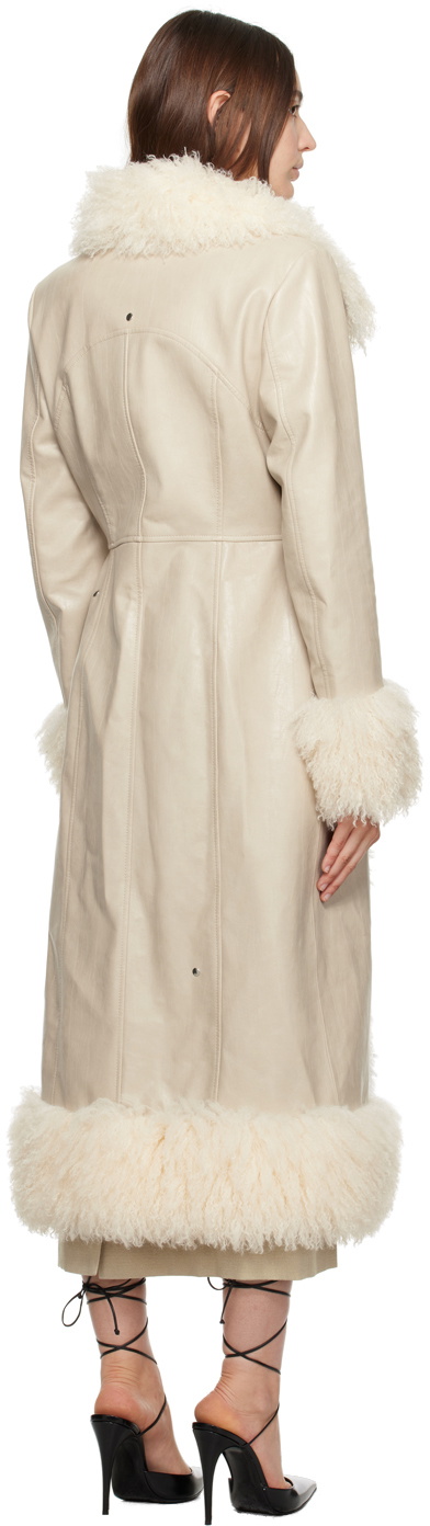 Kijun Off-White Diane Faux-Leather Coat Kijun