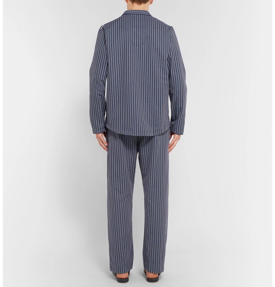 Derek Rose - Royal 211 Striped Cotton Pyjama Set - Men - Navy Derek Rose