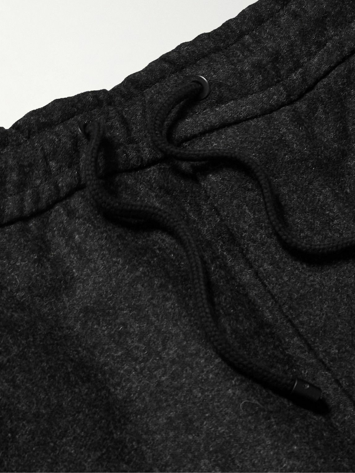 FRAME - Travel Tapered Wool-Blend Flannel Drawstring Trousers - Black ...