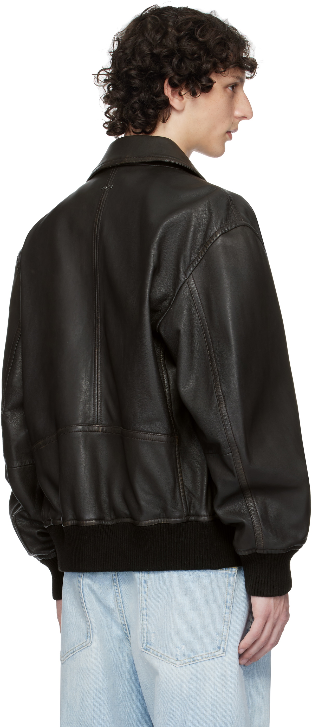 BOSS Brown Zip Leather Jacket BOSS