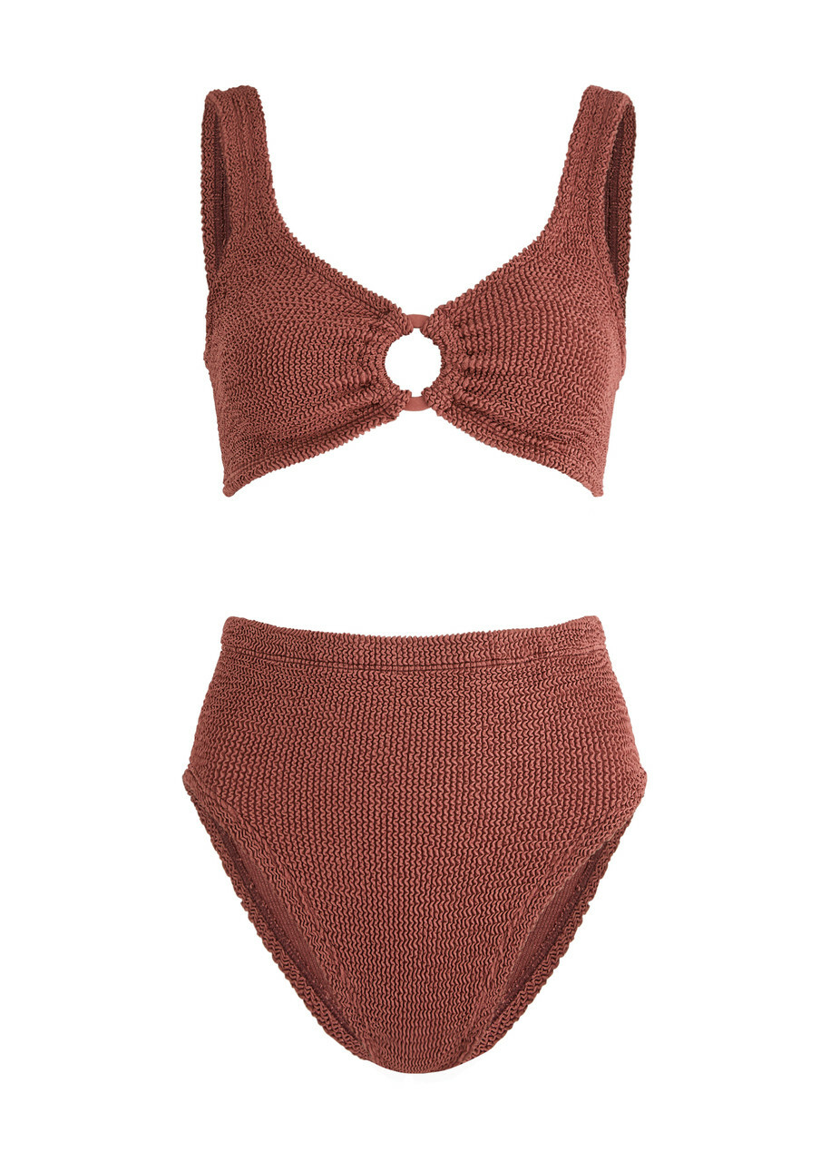 Hunza G Nadine Cut-out Seersucker Bikini - Rose - One Size Hunza G