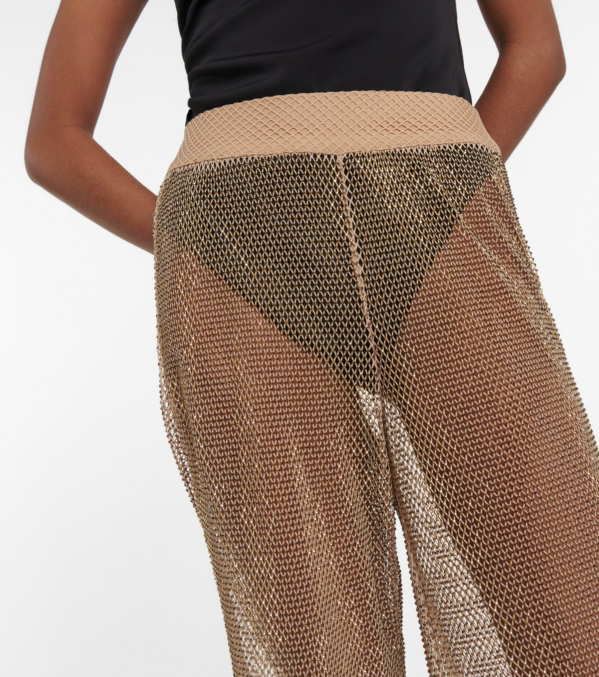 Simkhai - Sullivan crystal-embellished mesh pants Simkhai