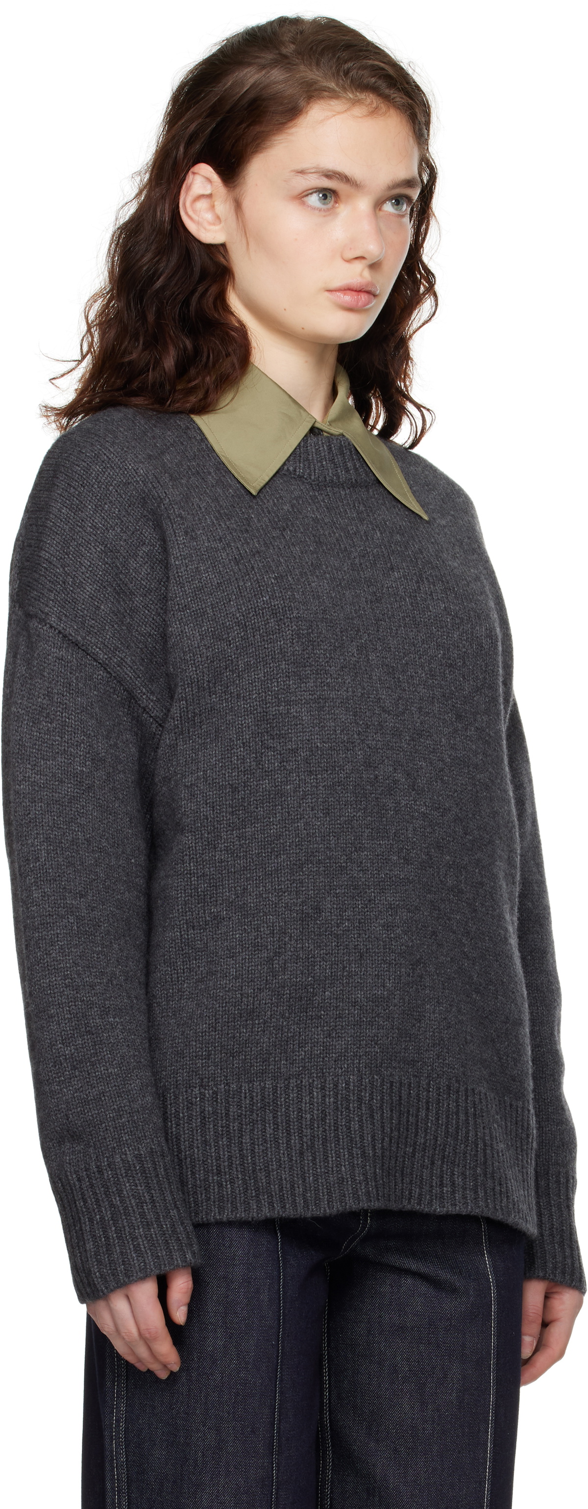 CO Gray Boyfriend Crew Neck Sweater CO